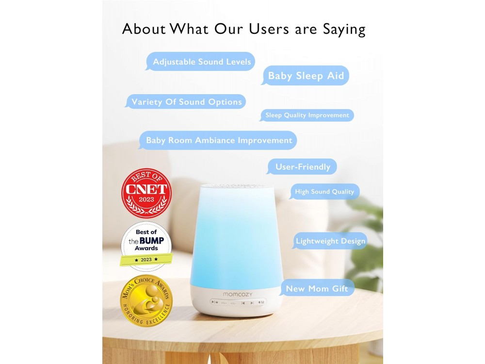 Momcozy Baby White Noise Machine & RGB Φωτάκι Νυχτός με APP Remote ...