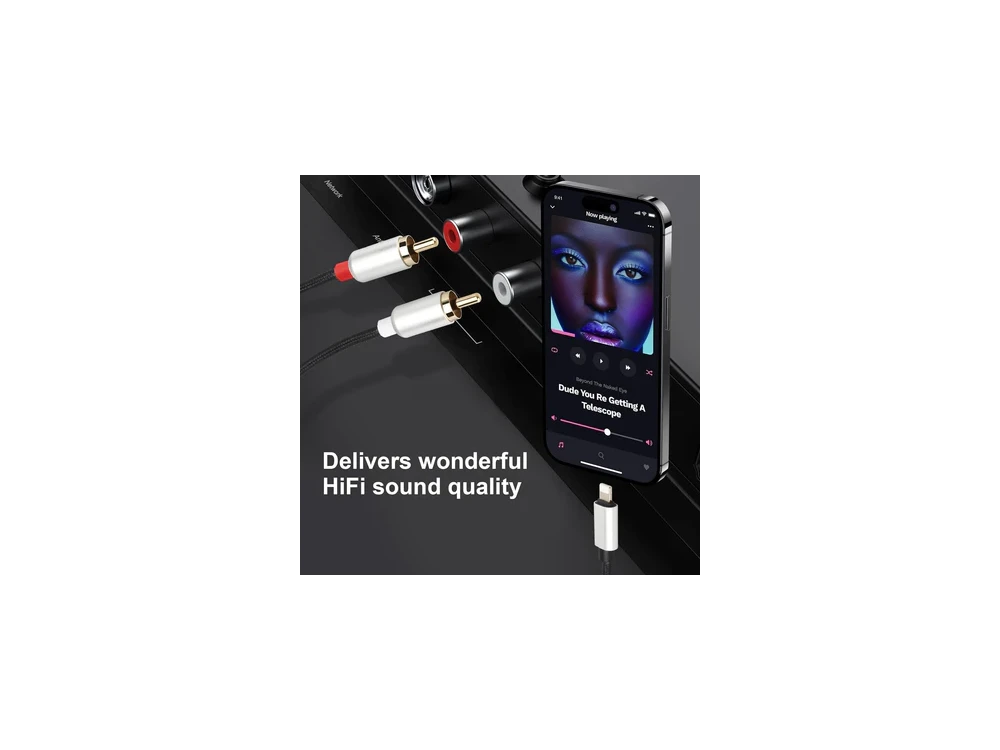 Nordic Lightning Male to 2RCA Male 1.2m. Auxiliary Stereo Y Splitter ...