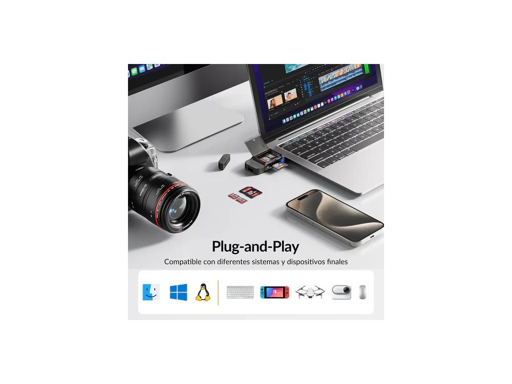 Nordic USB-C Card Reader 4-in-1, SD/Micro SD Type-C/USB 3.0 Plugs with ...