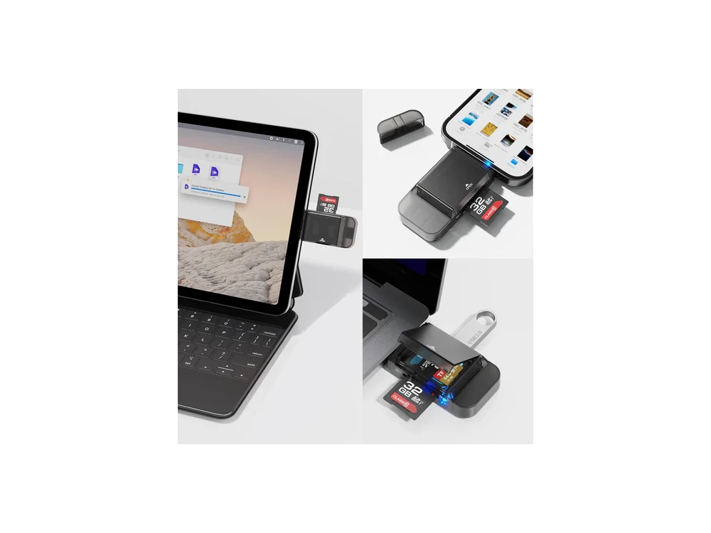 Nordic USB-C Card Reader 4-in-1, SD/Micro SD Type-C/USB 3.0 Plugs with ...