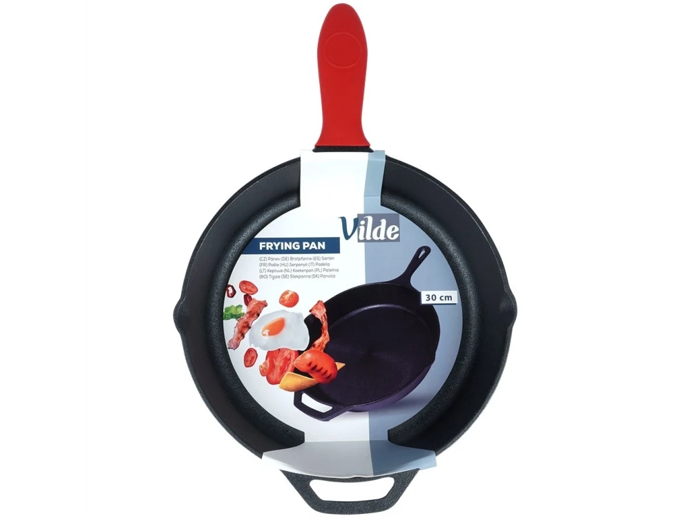 Vilde Premium Cast Iron Skillet 30 cm, Cast Iron Frying Pan with Extra ...
